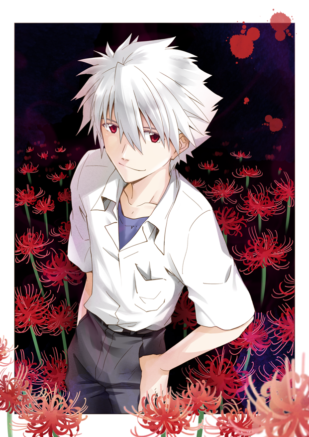 Safebooru - 1boy flower male nagisa kaworu neon genesis evangelion ...