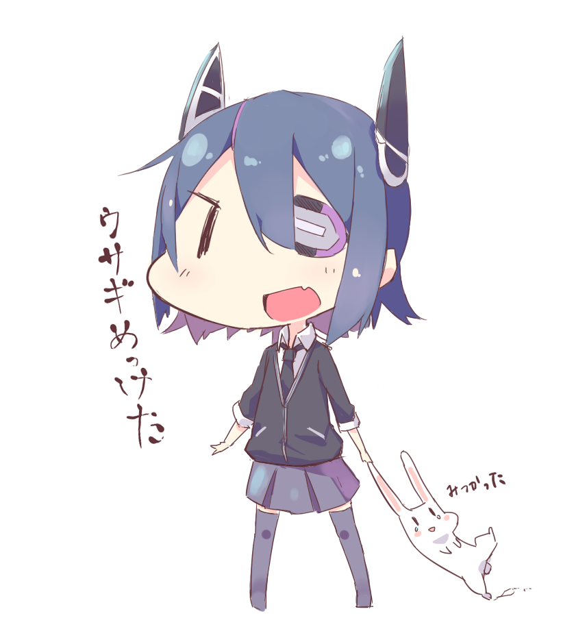 Safebooru - 1girl black hair chibi eyepatch headgear holding kantai ...