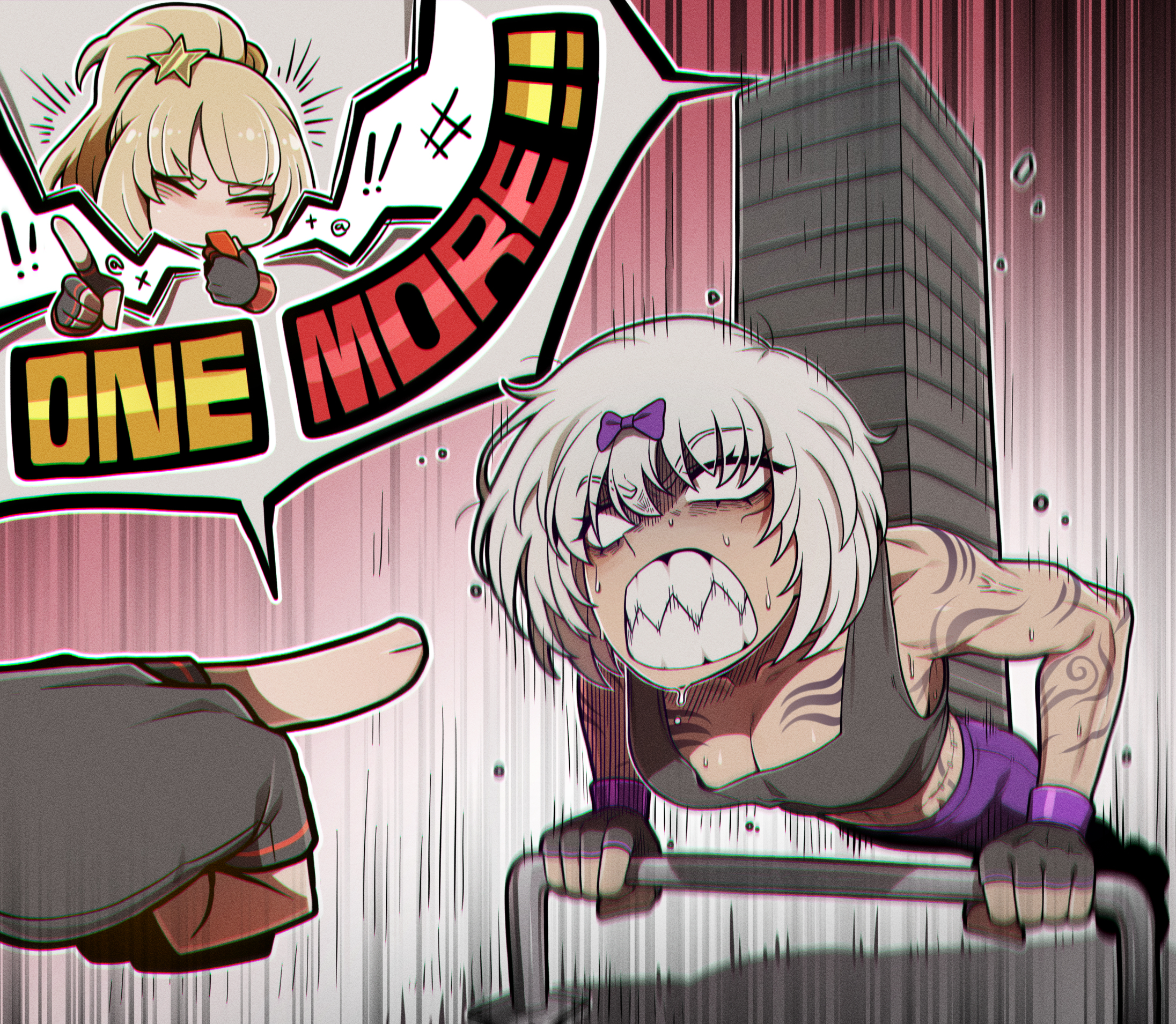 Safebooru - 2girls arm tattoo blonde hair bow chest tattoo closed eyes ...