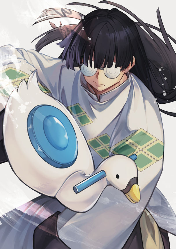 Safebooru - 1boy black hair coke-bottle glasses commentary request ...