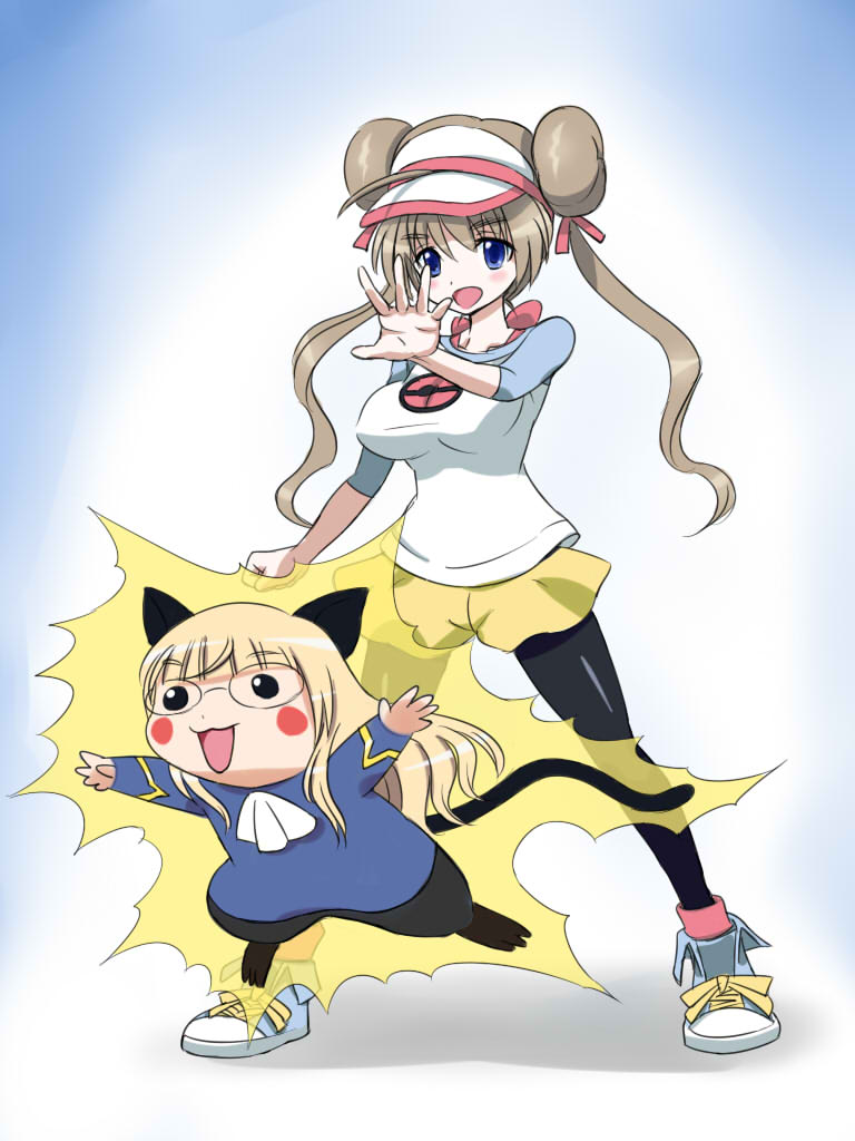 Safebooru - 2girls ahoge animal ears animalization bad anatomy blonde hair blush cat cat ears ...