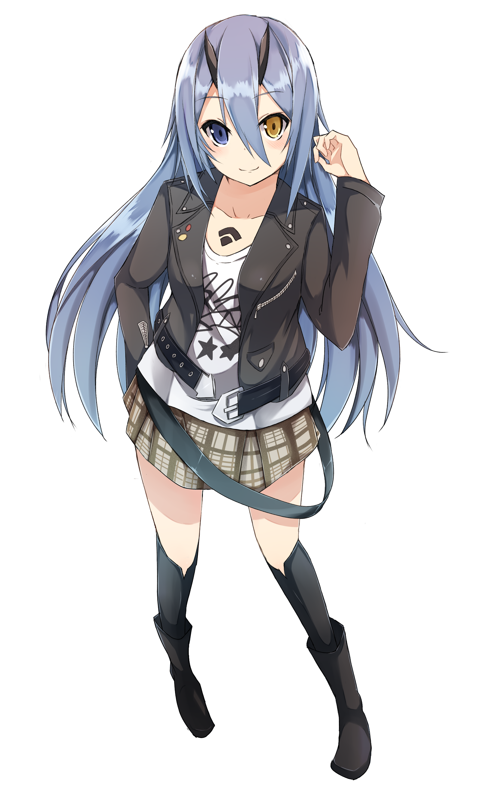 Safebooru - 1girl absurdres black legwear blue eyes blue hair blush ...