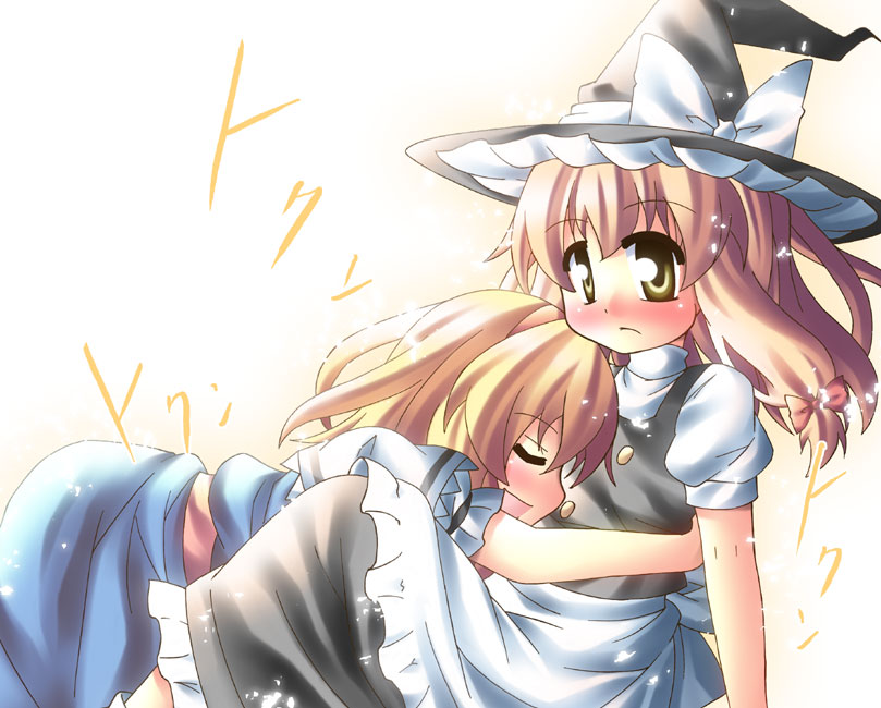 Safebooru - 2girls alice margatroid apron blonde hair blush capelet closed eyes couple hairband ...