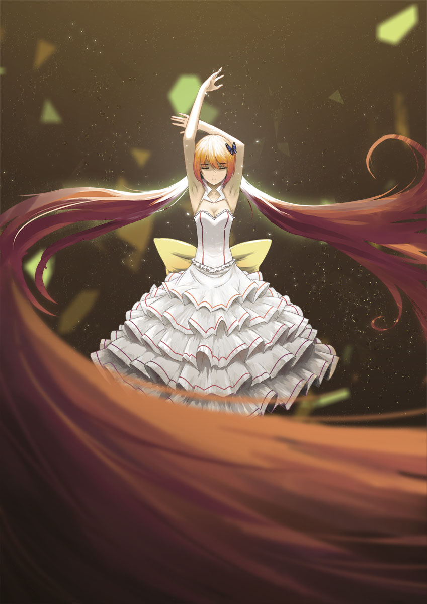 Safebooru - 1girl absurdly long hair alternate costume alternate hair color armpits arms up ...