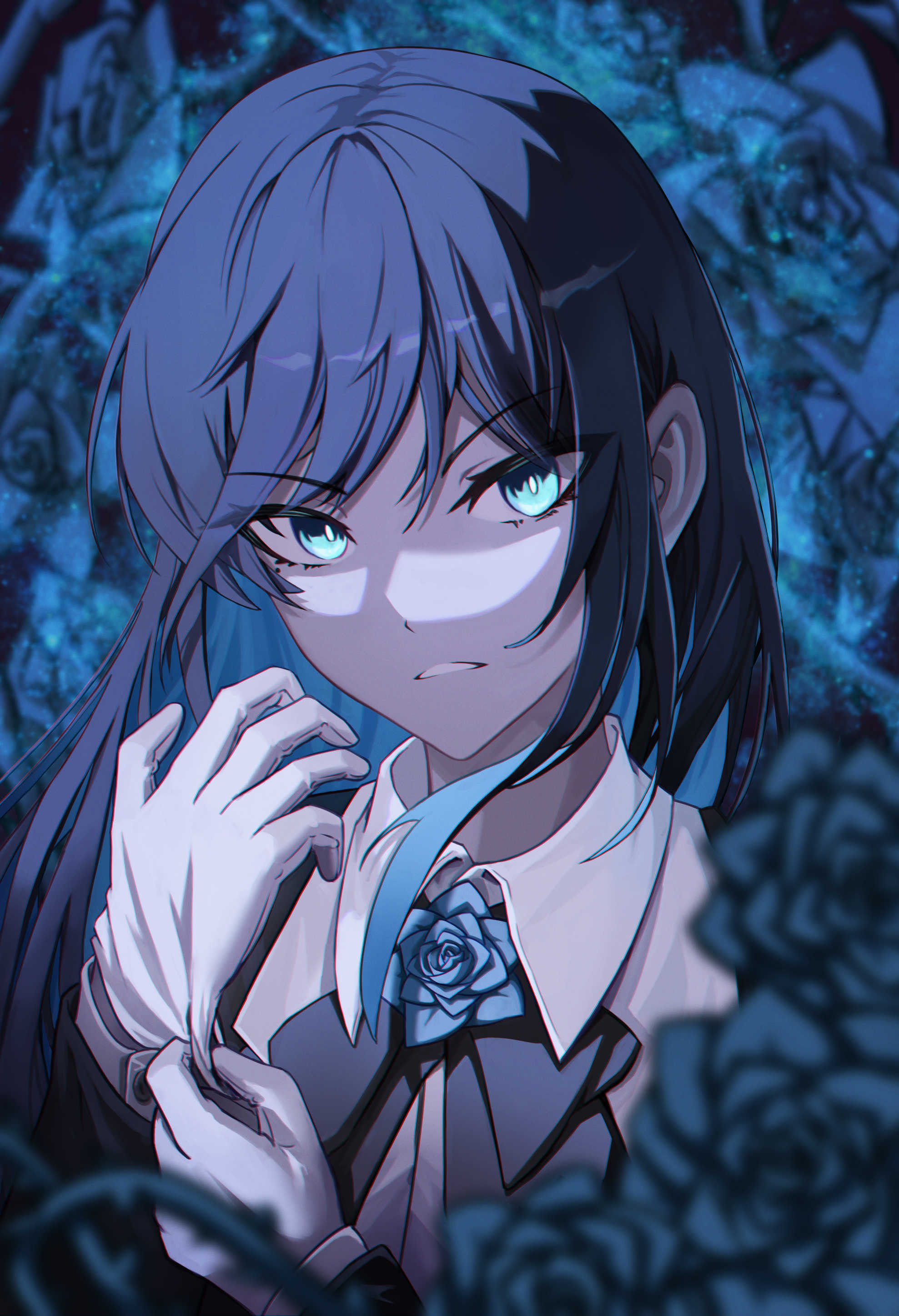 Safebooru - 1girl absurdres ado (utaite) black bow black bowtie black ...