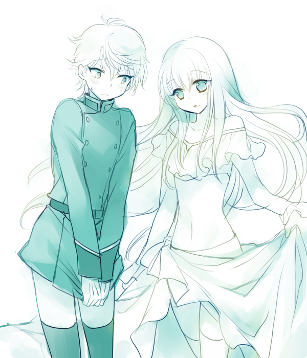 Safebooru - 1boy 1girl aldnoah.zero asseylum vers allusia bare shoulders bottomless ...