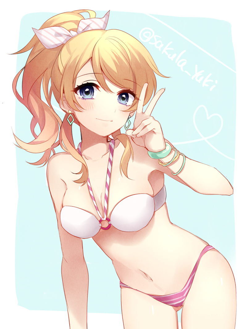 Safebooru - 1girl ayase eli bikini blonde hair blue eyes ichinose yukino long hair love live ...