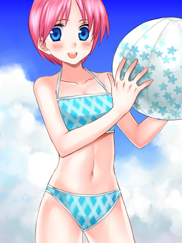 Safebooru - 1girl 74 ball beachball bikini blue eyes blue sky blush clouds fire emblem fire ...