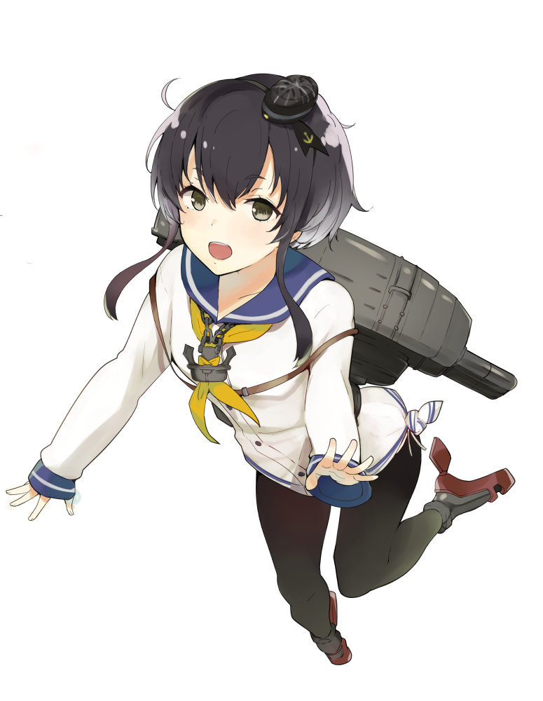 Safebooru - 1girl anchor black eyes black hair black legwear gradient hair grey hair hareno ...