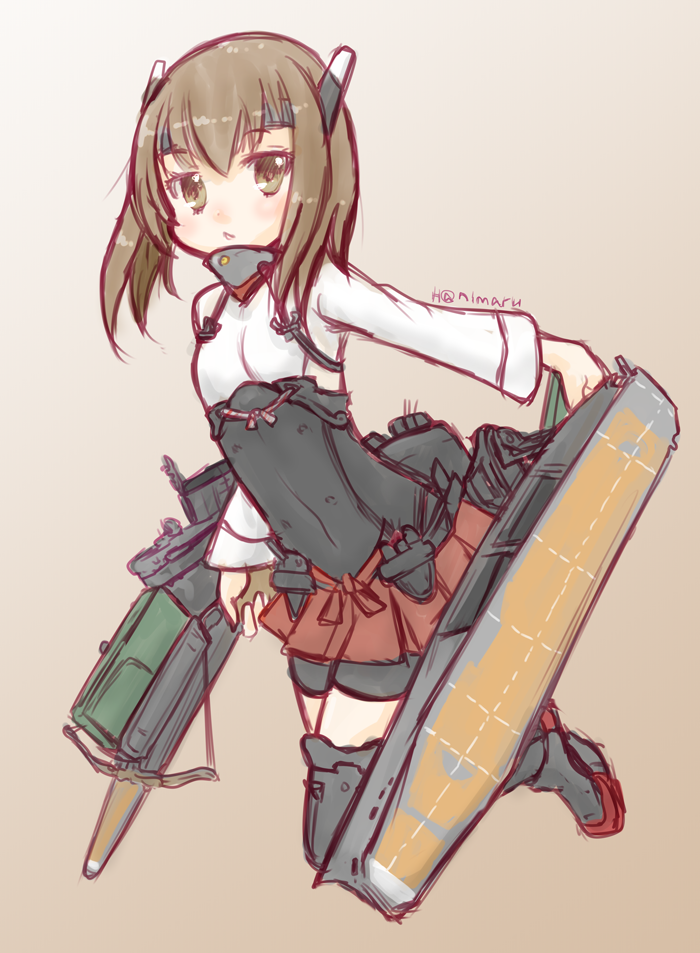 Safebooru - 1girl artist name bike shorts bow (weapon) brown eyes brown hair crossbow flight ...