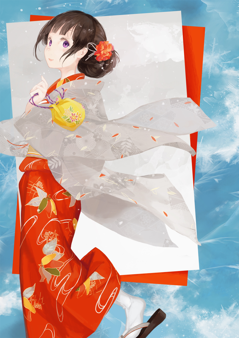 Safebooru - 1girl bag black hair chitanda eru highres hyouka japanese clothes jq kimono long ...