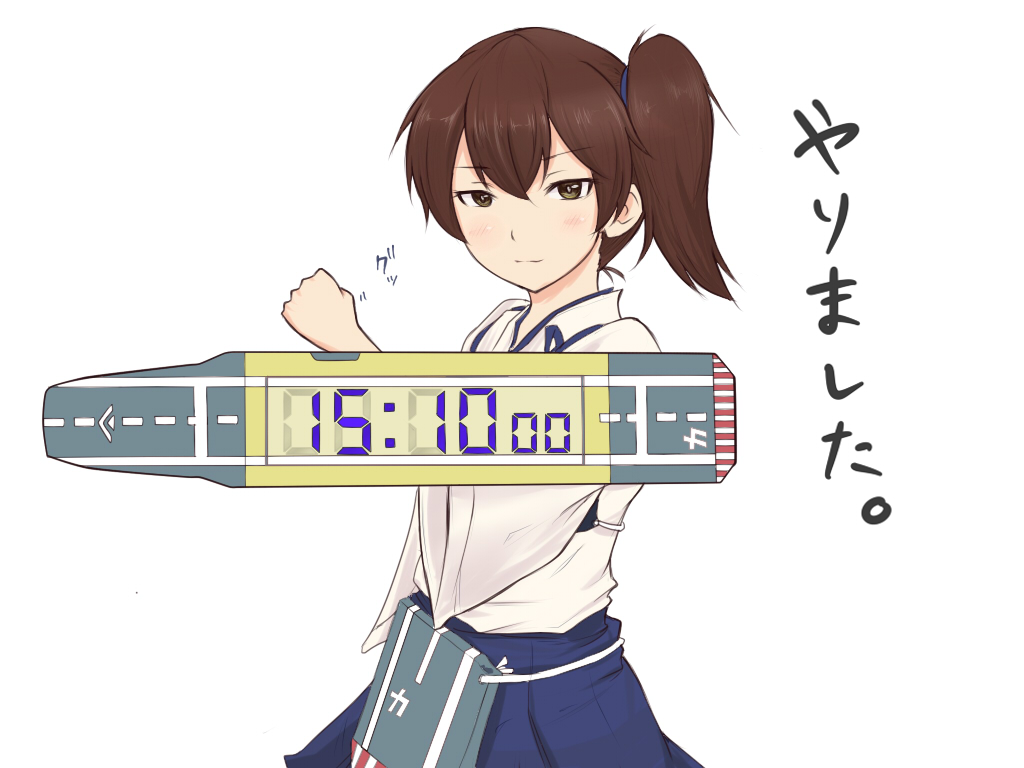 Safebooru - 1girl asymmetrical hair brown eyes brown hair clock flight ...