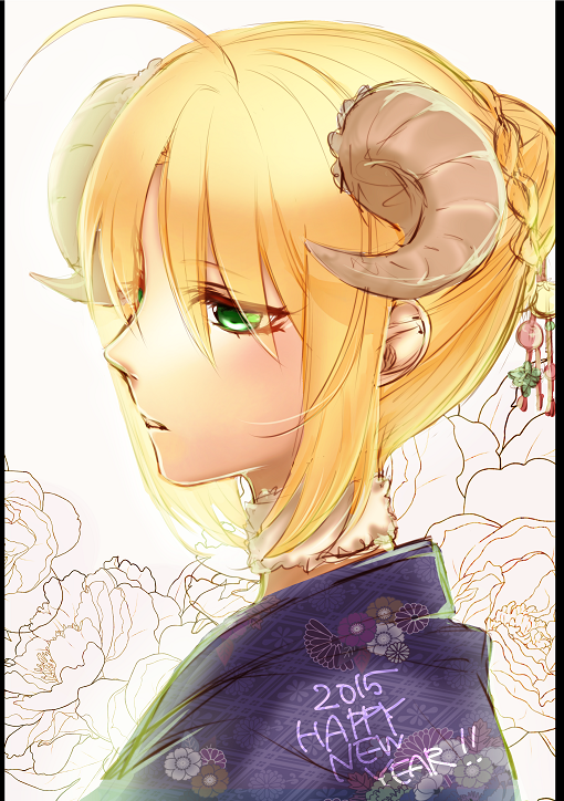 Safebooru - 1girl ahoge blonde hair fate/stay night fate (series) green ...