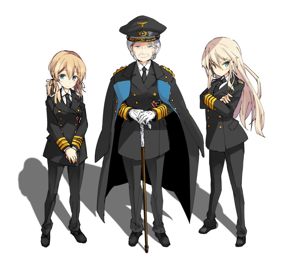 Safebooru - 3girls alternate costume bismarck (kantai collection) black ribbon blonde hair blue ...