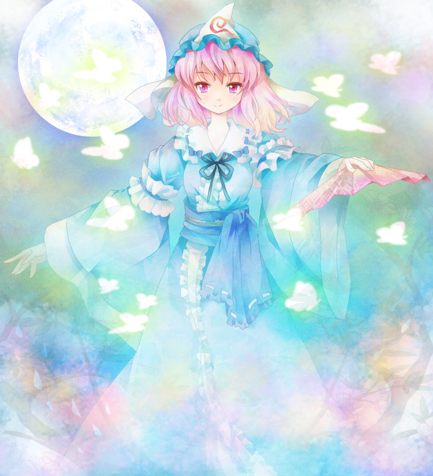 Safebooru - butterfly hat michii yuuki moon pink eyes pink hair ...