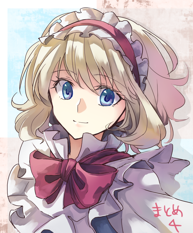 Safebooru - 1girl alice margatroid ascot blonde hair blue eyes capelet hairband mitsunara ...