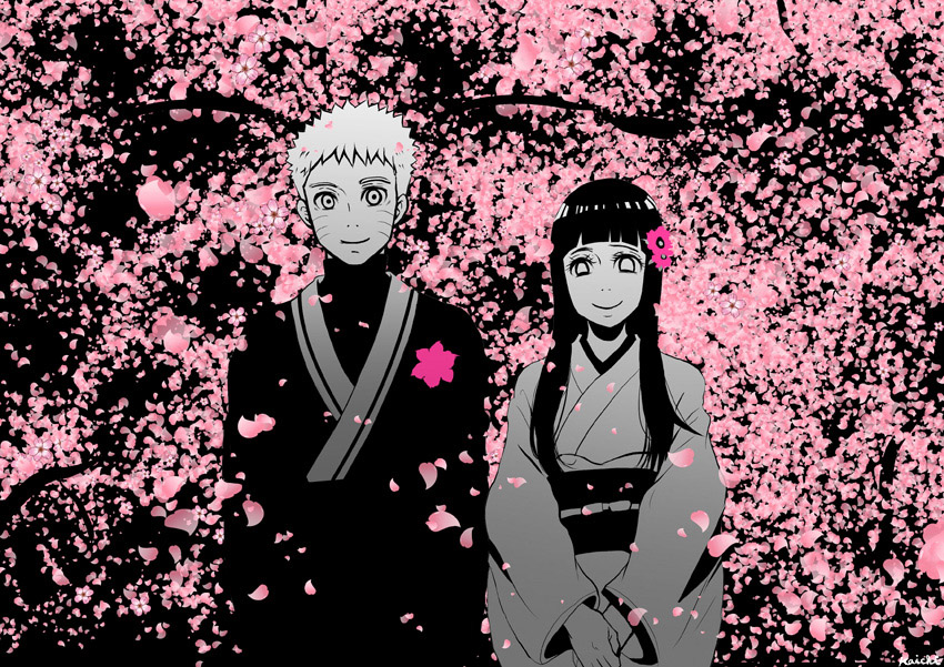 Safebooru - 1boy 1girl cherry blossoms couple flower hetero hyuuga ...