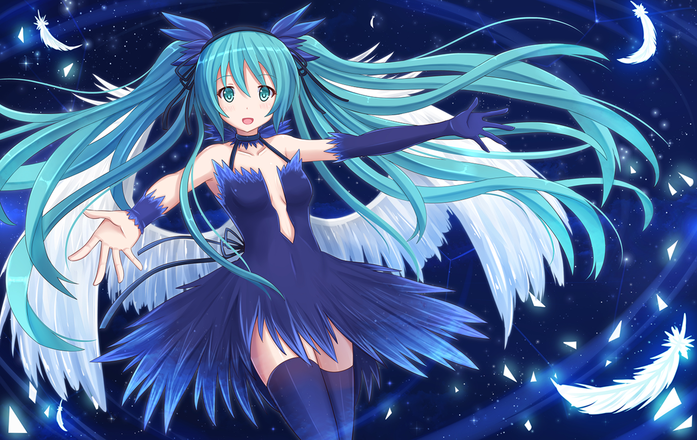 Safebooru - 1girl aqua eyes aqua hair dress elbow gloves gloves hatsune miku kazenokaze long ...