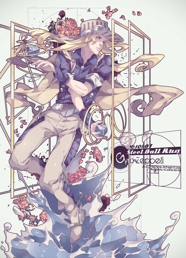 Safebooru - blonde hair blue eyes cape curly hair flower gyro zeppeli ...