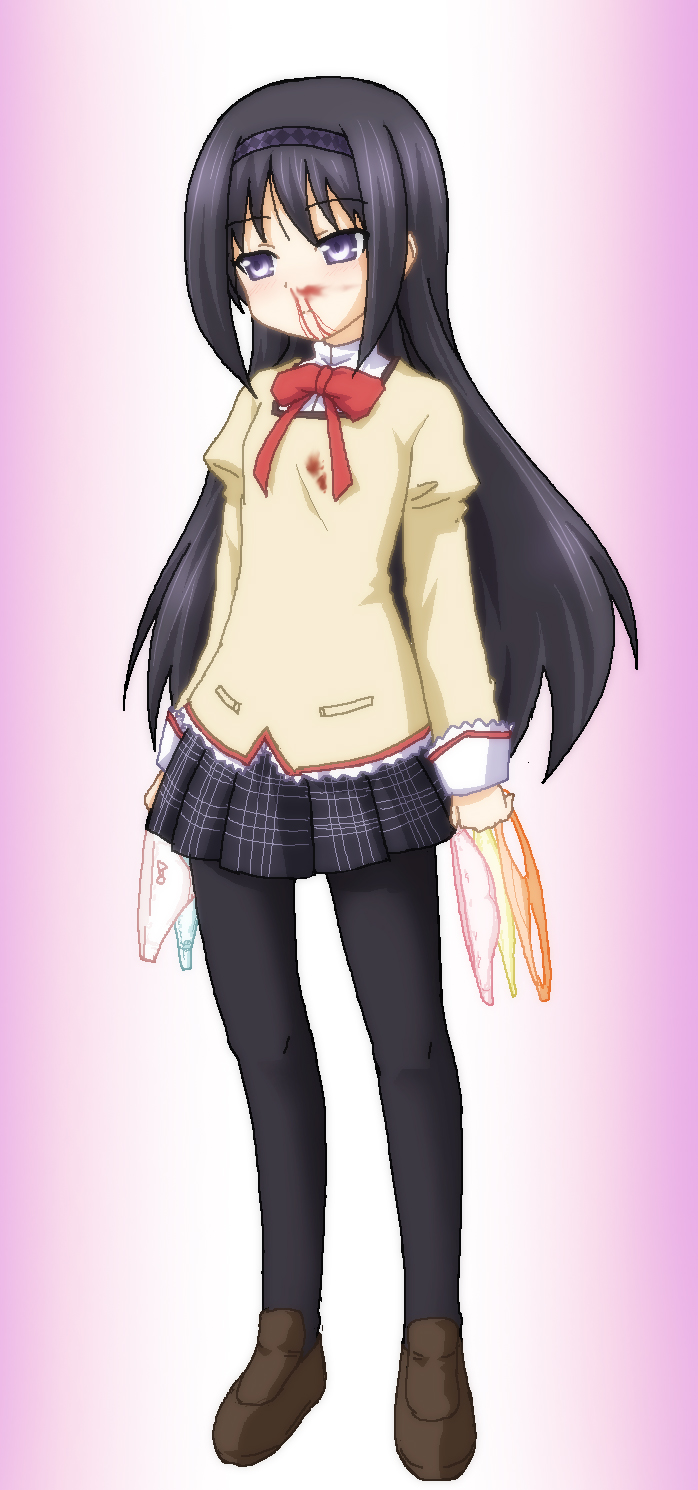 Safebooru - 1girl akemi homura black hair blood hairband hayashiya zankurou high heels highres ...