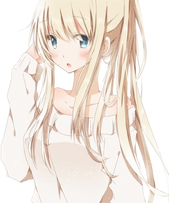 Safebooru - 1girl bare shoulders blonde hair bust collarbone grey eyes hiro (hirohiro31) long ...
