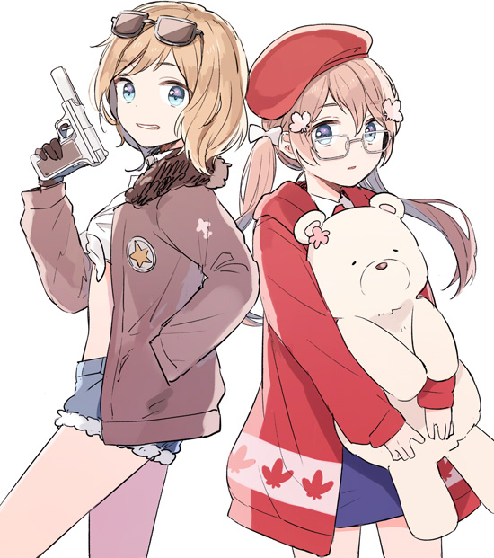 Safebooru - 2girls america (hetalia) axis powers hetalia bear blonde hair blue eyes bomber ...
