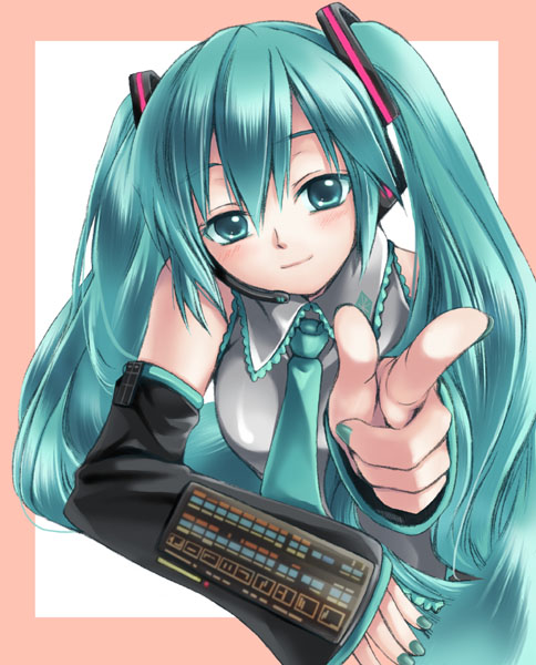 Safebooru - aqua eyes aqua hair aqua nail polish detached sleeves ...