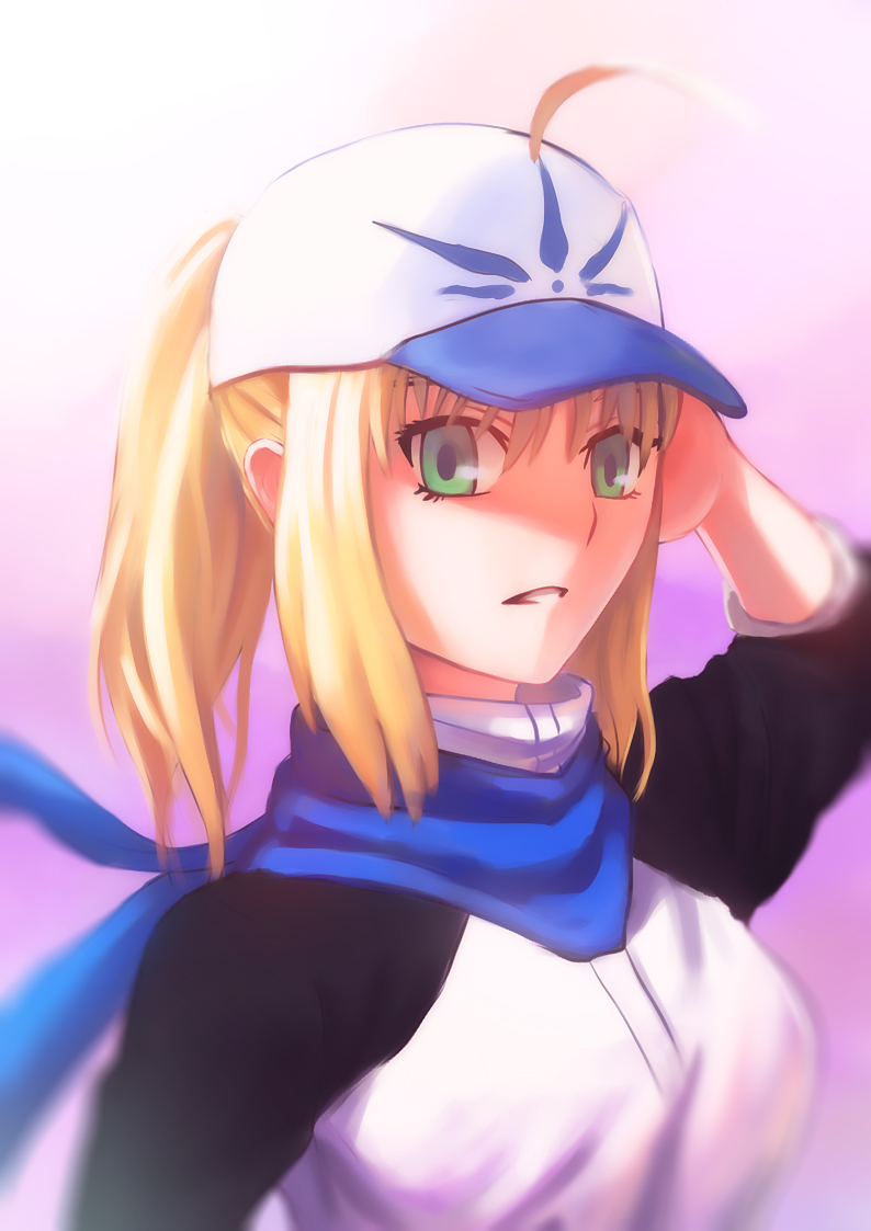 Safebooru - 1girl ahoge baseball cap blonde hair fate/stay night fate (series) fateline alpha ...