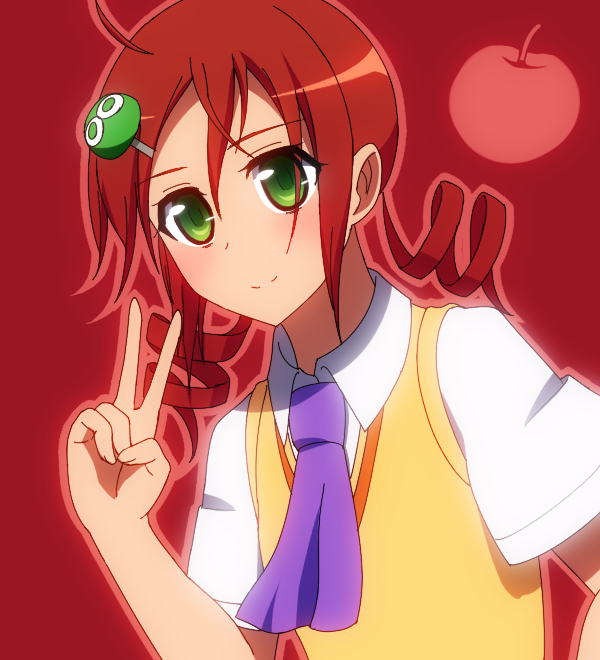 Safebooru - 1girl ahoge andou ringo anime coloring apple bust character ...