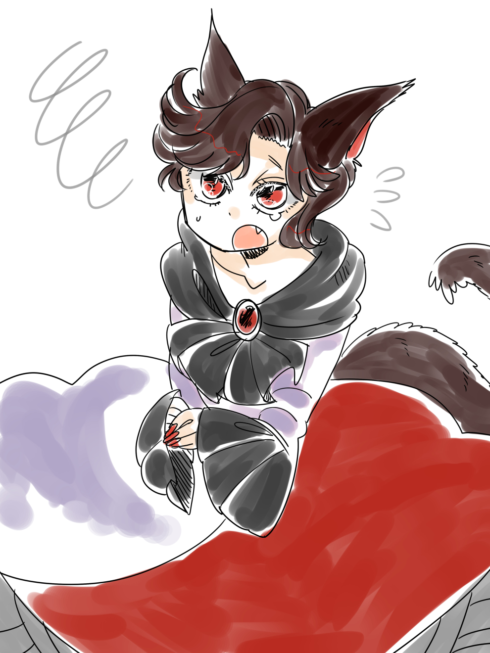 Safebooru - 1girl alternate hair length alternate hairstyle animal ears brown hair fang highres ...