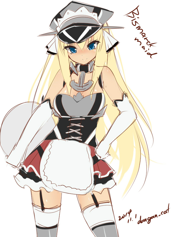 Safebooru - 1girl adapted costume alternate costume apron bismarck bismarck (kantai collection ...