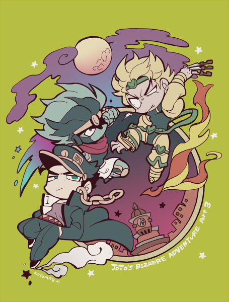 Safebooru - 3boys between fingers chibi dio brando full moon jojo no ...