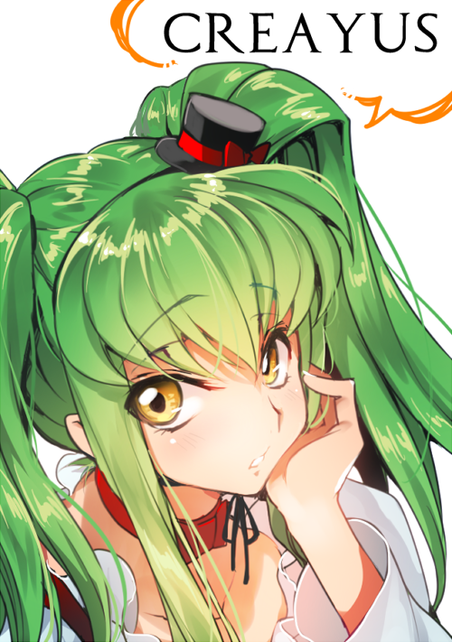 Safebooru - 1girl c.c. code geass collar creayus green hair hat looking ...