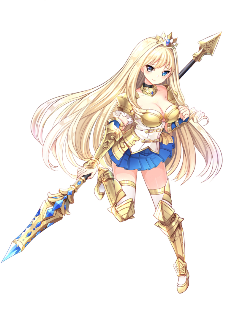 Safebooru - 1girl armor blonde hair blue eyes breasts choker cleavage detached sleeves ...