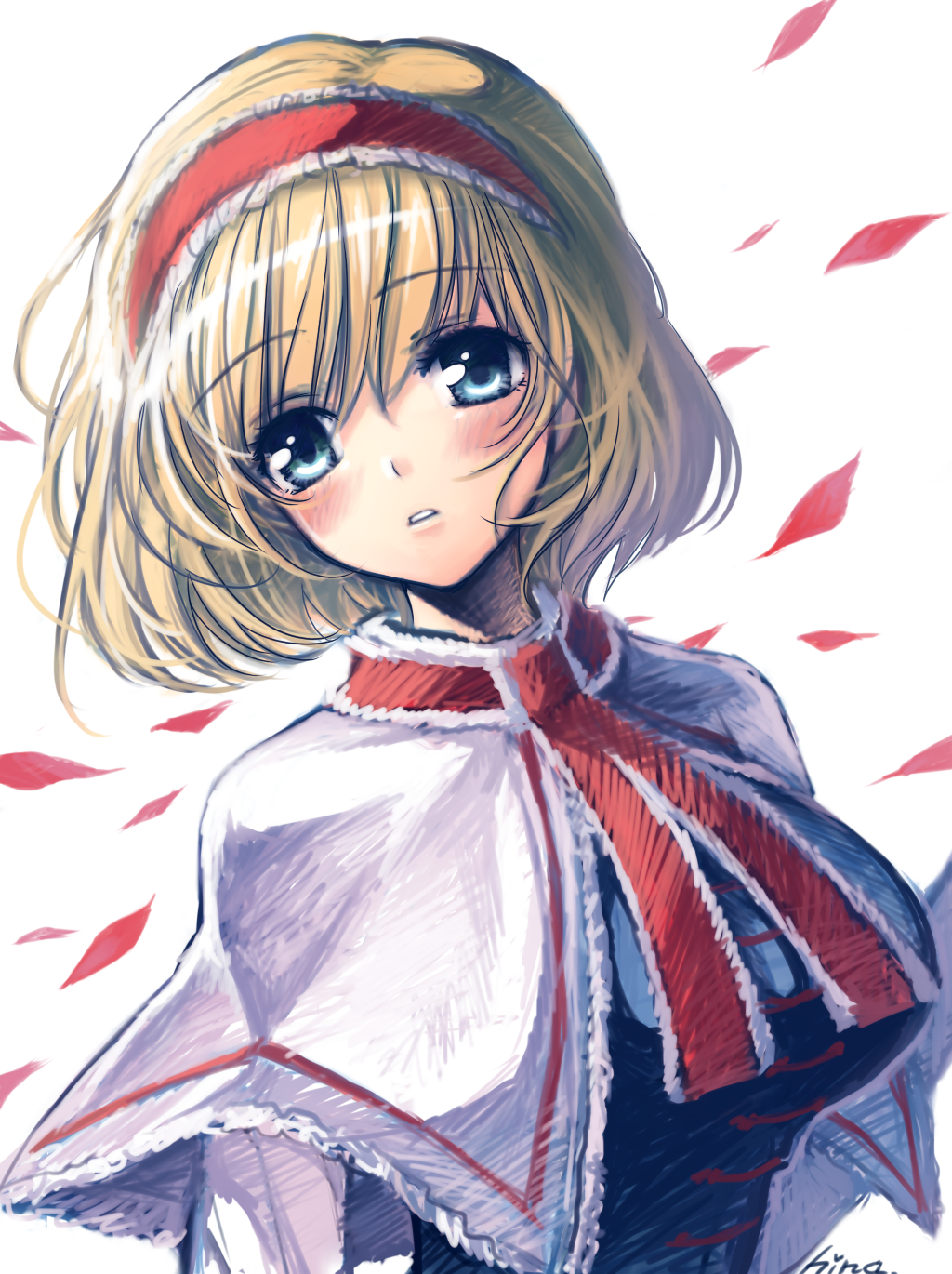 Safebooru - 1girl alice margatroid artist name blonde hair blue dress blue eyes blush breasts ...
