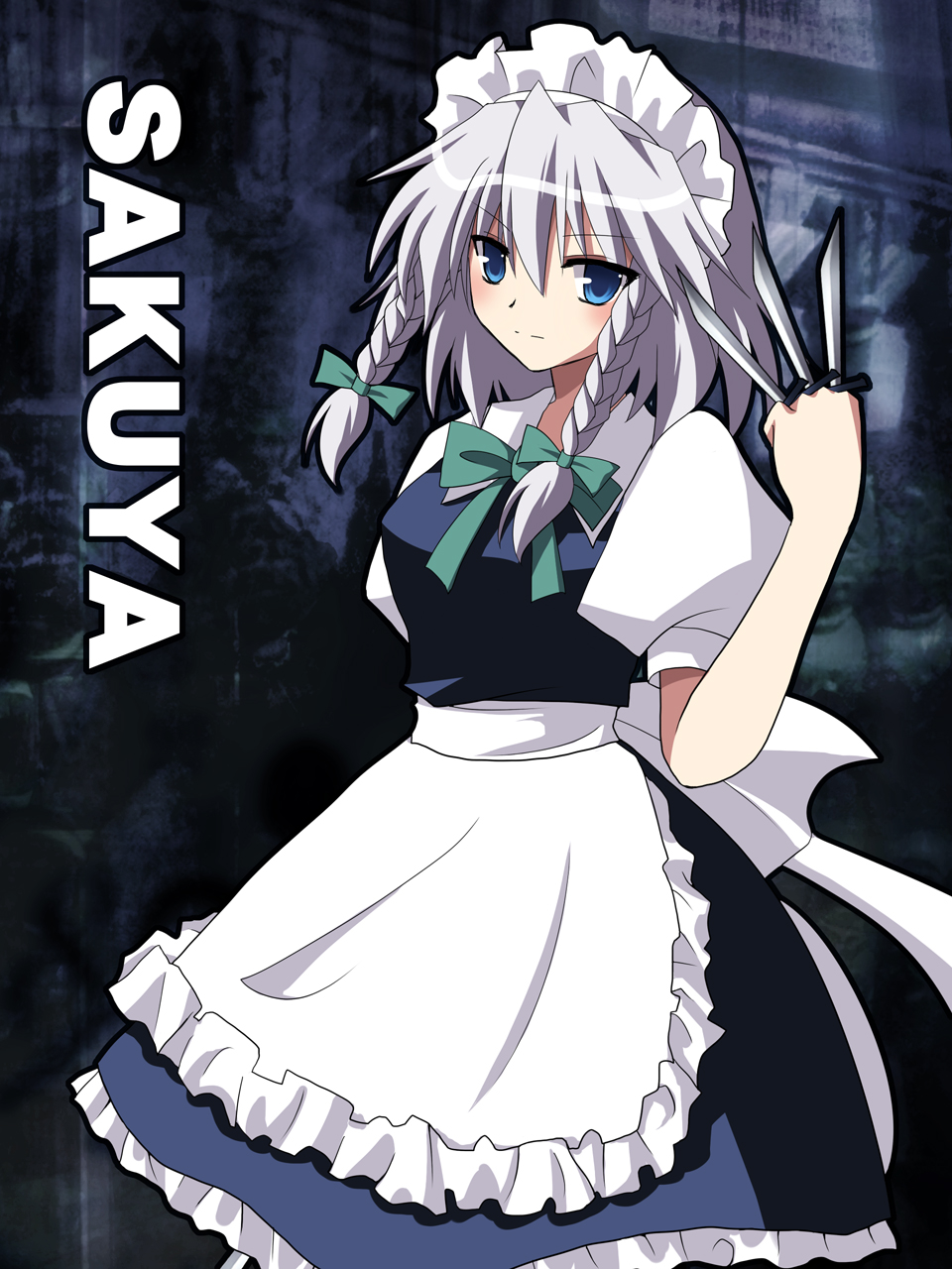 Safebooru - blue eyes braid highres izayoi sakuya knife maid plue ...