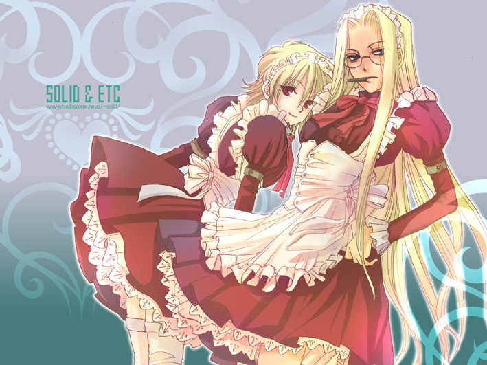 Safebooru - 2girls blonde hair cigar dress glasses hellsing integra ...