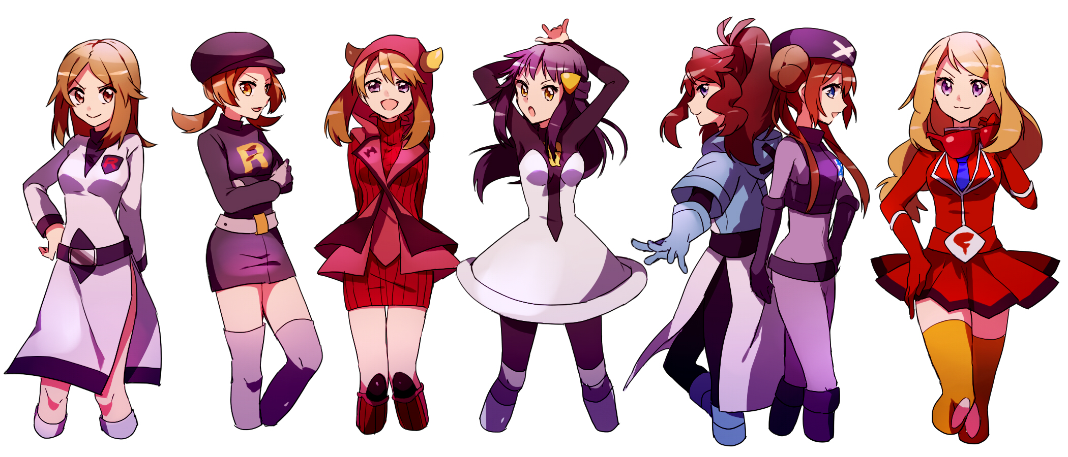 Safebooru - 5girls akebi (pokemon) akebi (pokemon) (cosplay) alternate costume ankea (a-ramo-do ...