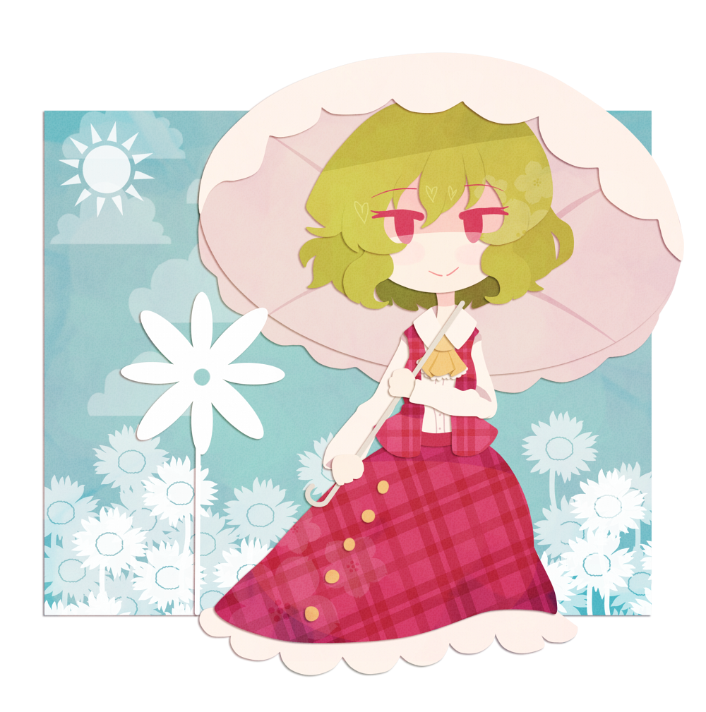 Safebooru - 1girl ascot flower green hair kazami yuuka phantasmic plaid plaid skirt plaid vest ...