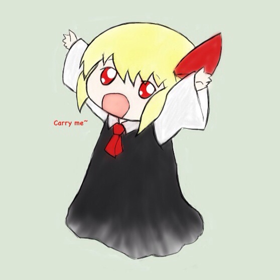 Safebooru - 1girl arms up chibi english ollytrinity1397 rumia simple ...