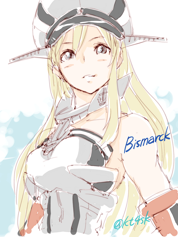 Safebooru - 1girl 4suke bare shoulders bismarck (kantai collection) blonde hair blue eyes blush ...