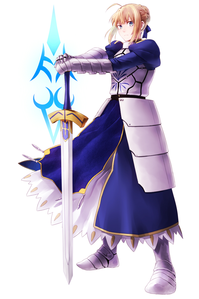 Safebooru - 1girl ahoge armor armored dress blonde hair blue eyes command spell dress excalibur ...