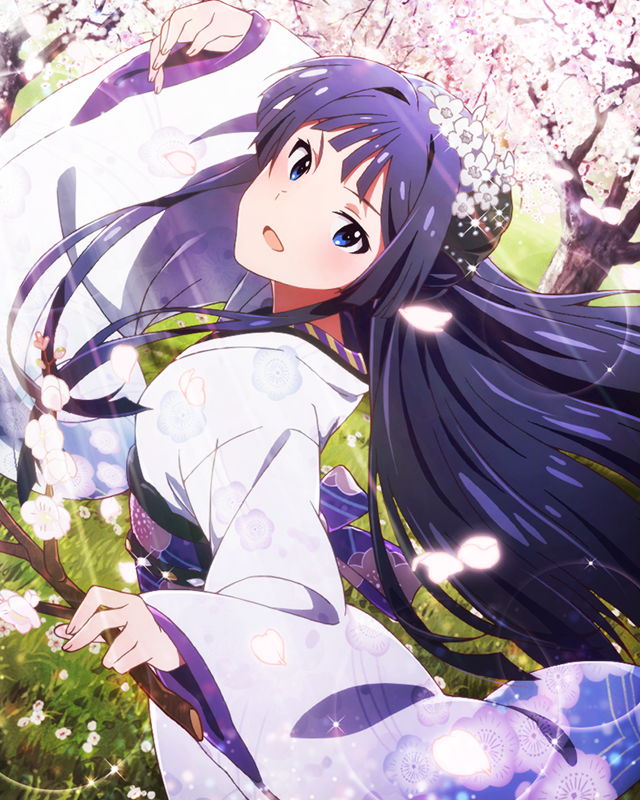 Safebooru - 1girl blue eyes branch flower grass hair flower hair ...