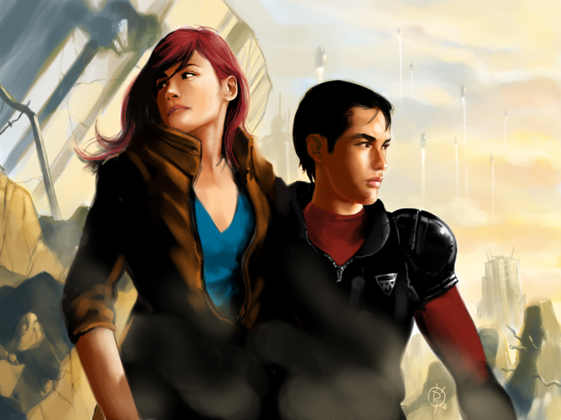 Safebooru - 80s aisha aisha (mospeada) black hair building city couple ...