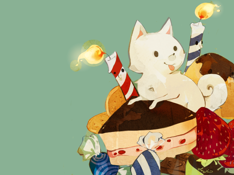 Safebooru - birthday cake candle candy chocolate cookie crackers ...