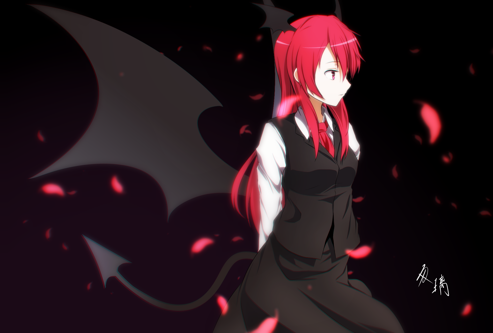 Safebooru - 1girl aono meri arms behind back blurry demon girl demon ...