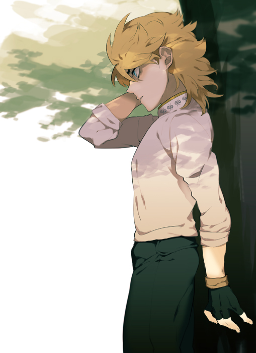 Safebooru - 1boy blonde hair blue eyes dio brando fingerless gloves gloves jojo no kimyou na ...