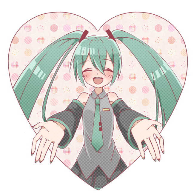 Safebooru - 1girl aqua hair aqua nails bare shoulders blush closed eyes detached sleeves hatsune ...