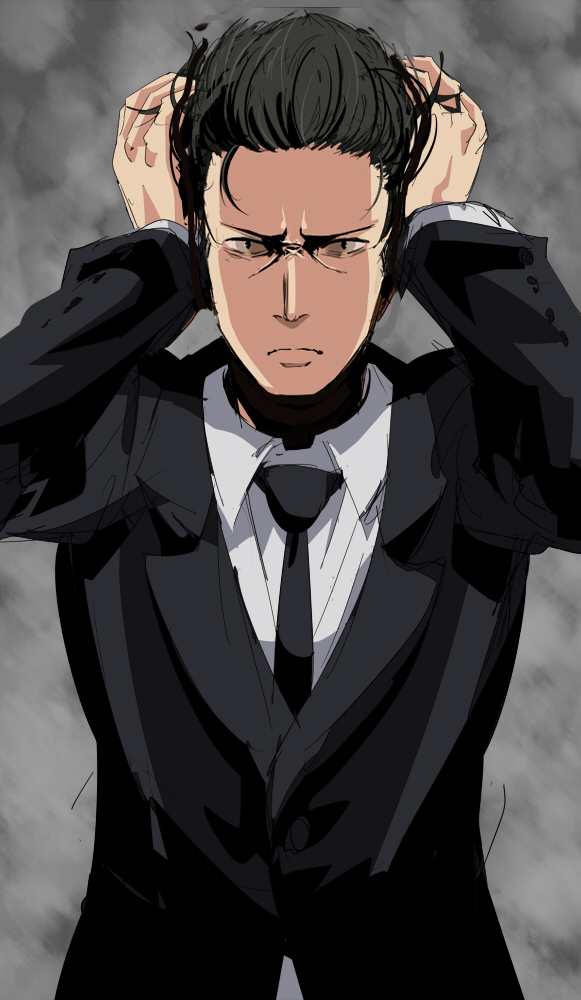 Safebooru - 1boy alternate hairstyle black hair formal idolmaster ...