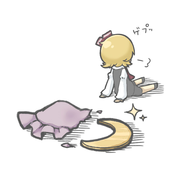 Safebooru - 1girl blonde hair bow chibi crescent crescent moon hair bow ...